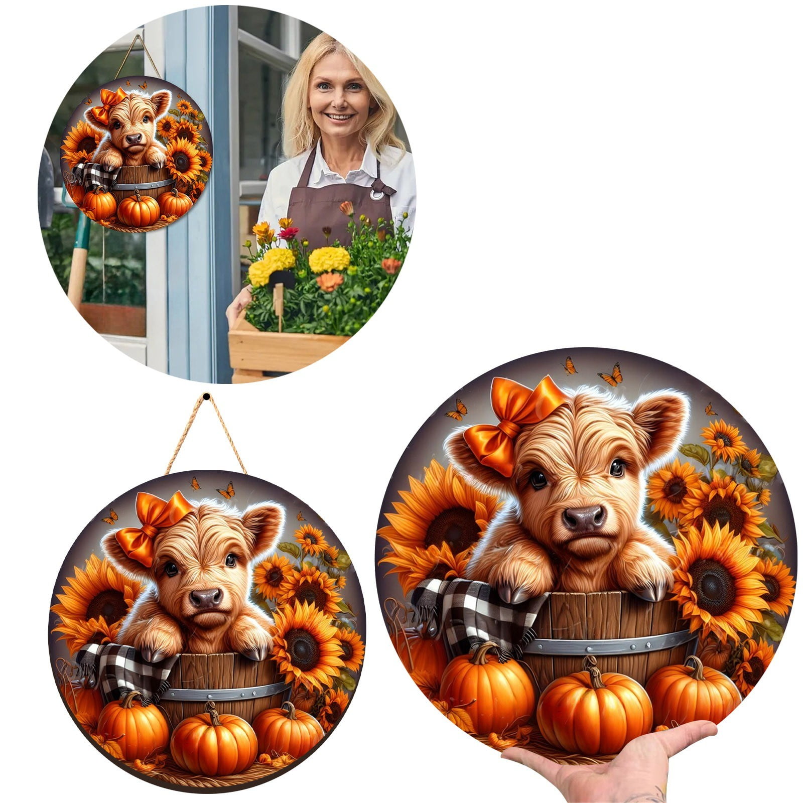 Sunflower Decorations Front Door Signs Farmhouse Porch Decorations Bull ...