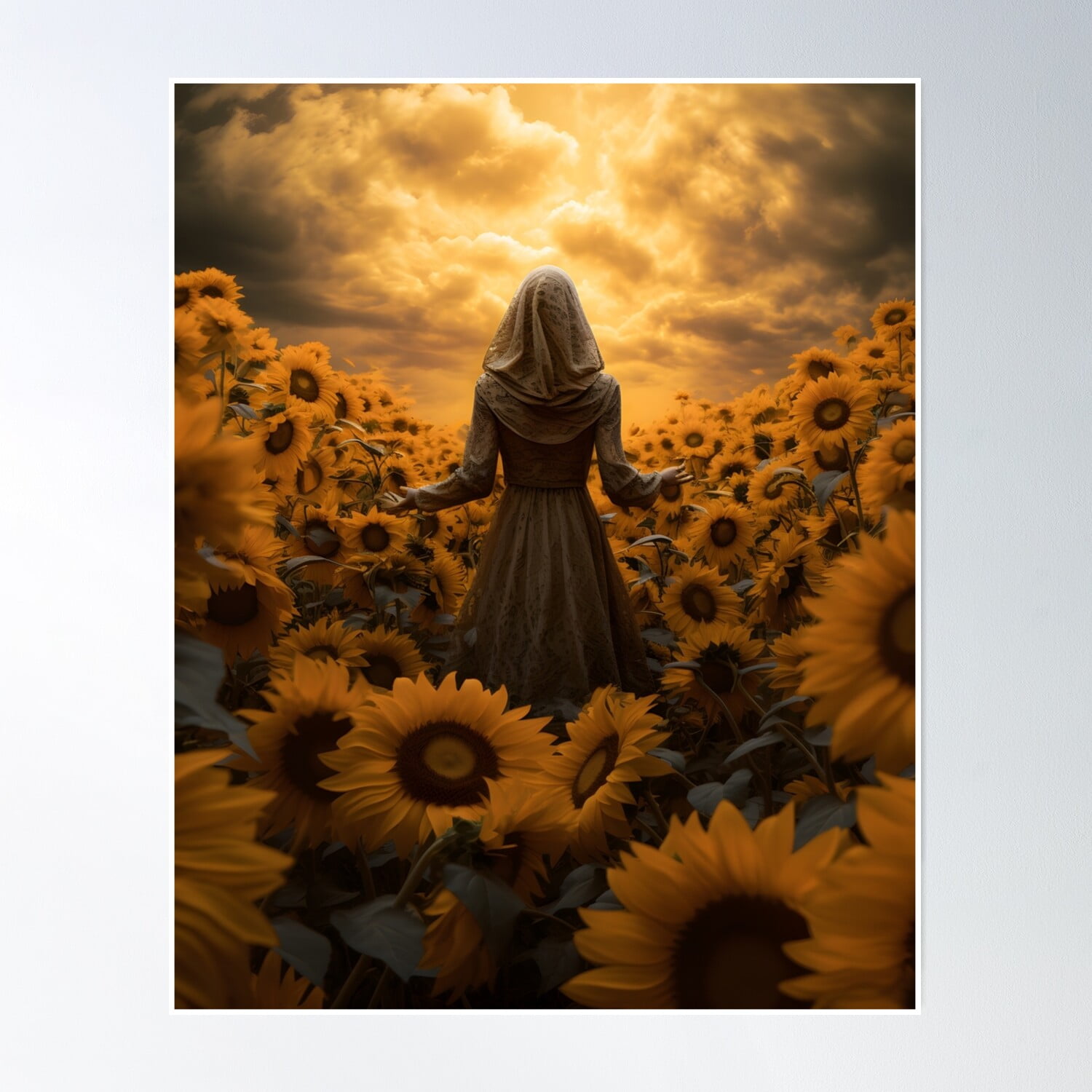 Sunflower Delirium: Surrealist Landscape Poster Wall Art, Modern Wall ...