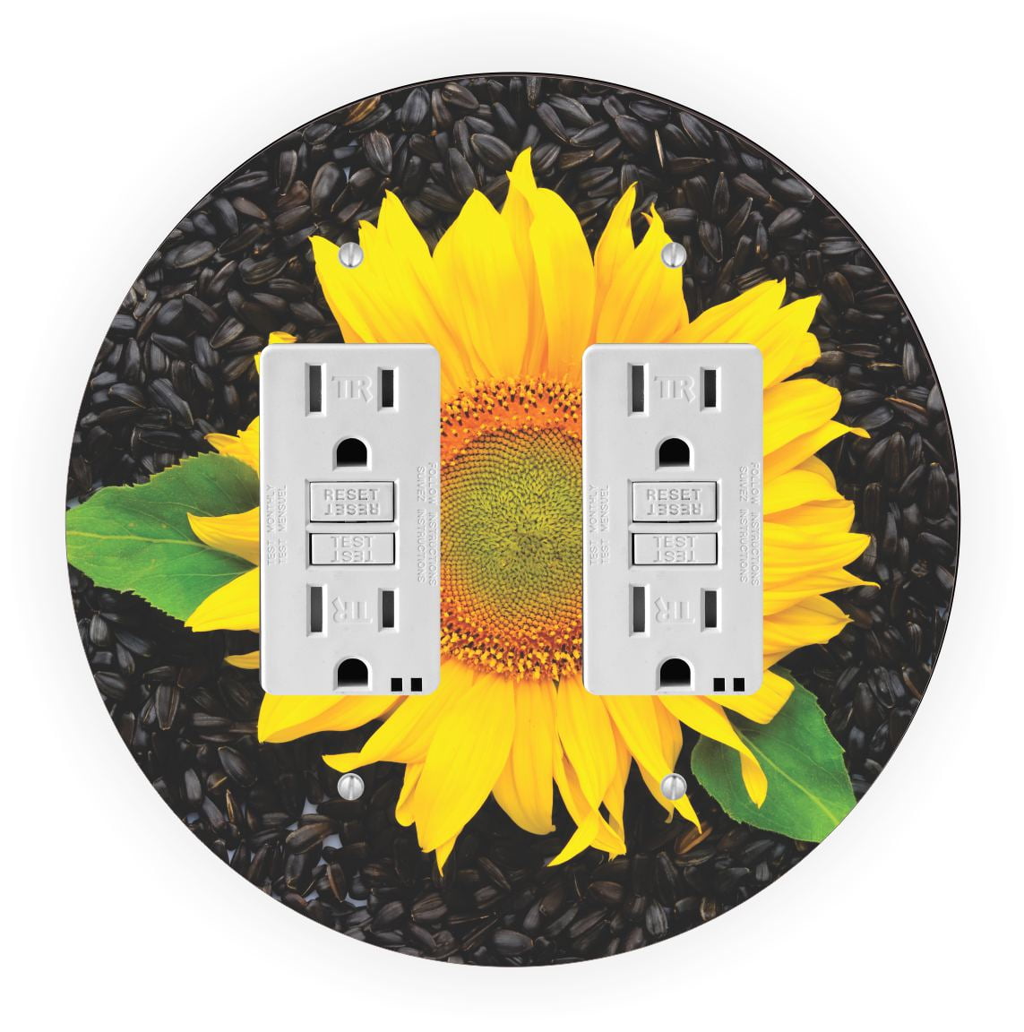 Sunflower Design - Round Light Switch Plate Cover - Double GFI ...