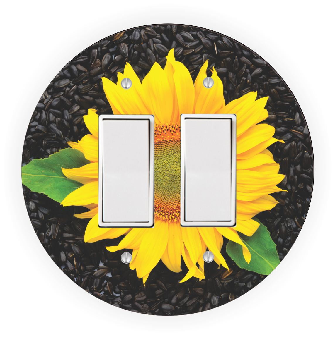 Sunflower Design - Round Light Switch Plate Cover - Double Rocker ...