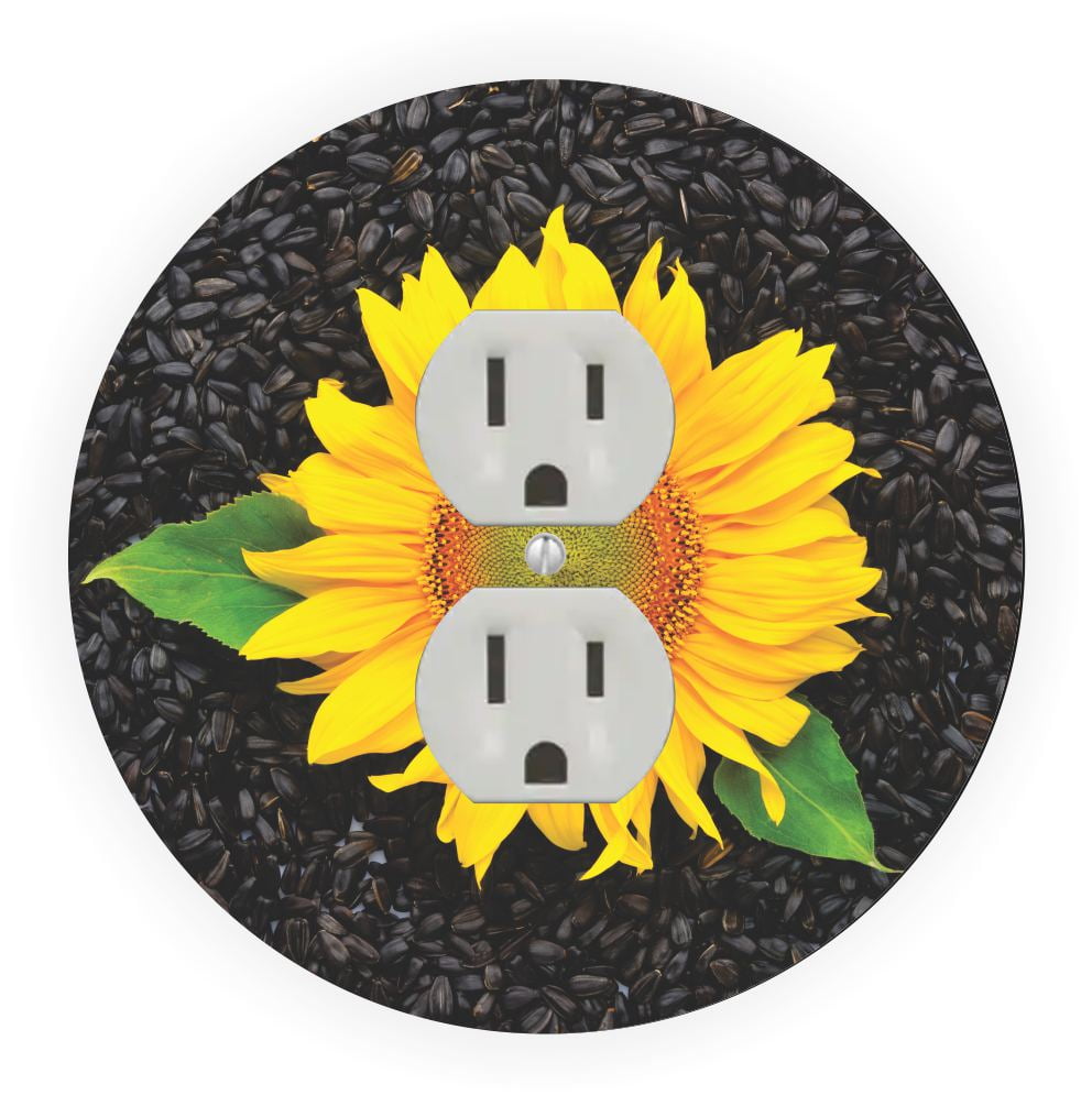 Sunflower Design - Round Light Switch Plate Cover - Outlet Cover ...