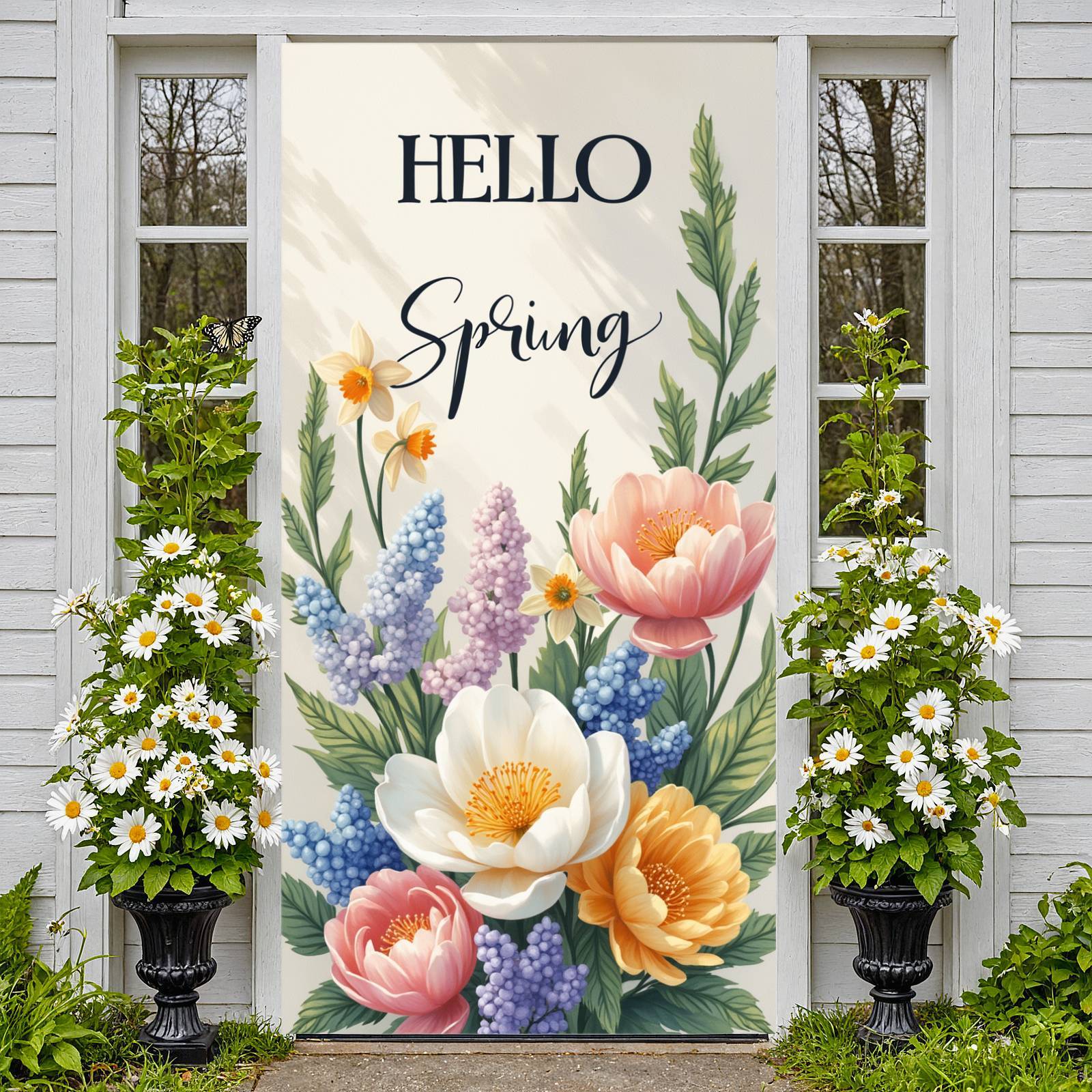 Sunflower Design Welcome Banner Daisy Pattern Sunflower Backdrop Bee ...