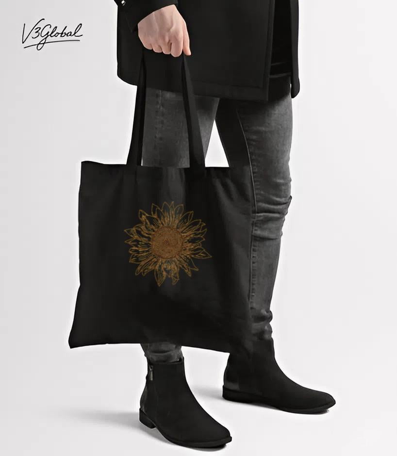 Sunflower Design with Groovy Retro Nature Bloom Art Tote Bags - Walmart.com