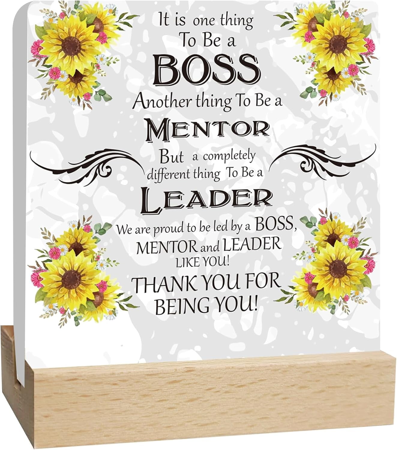 Sunflower Desk Decorations Plaque Gifts for Leader Mentor Boss Lady ...