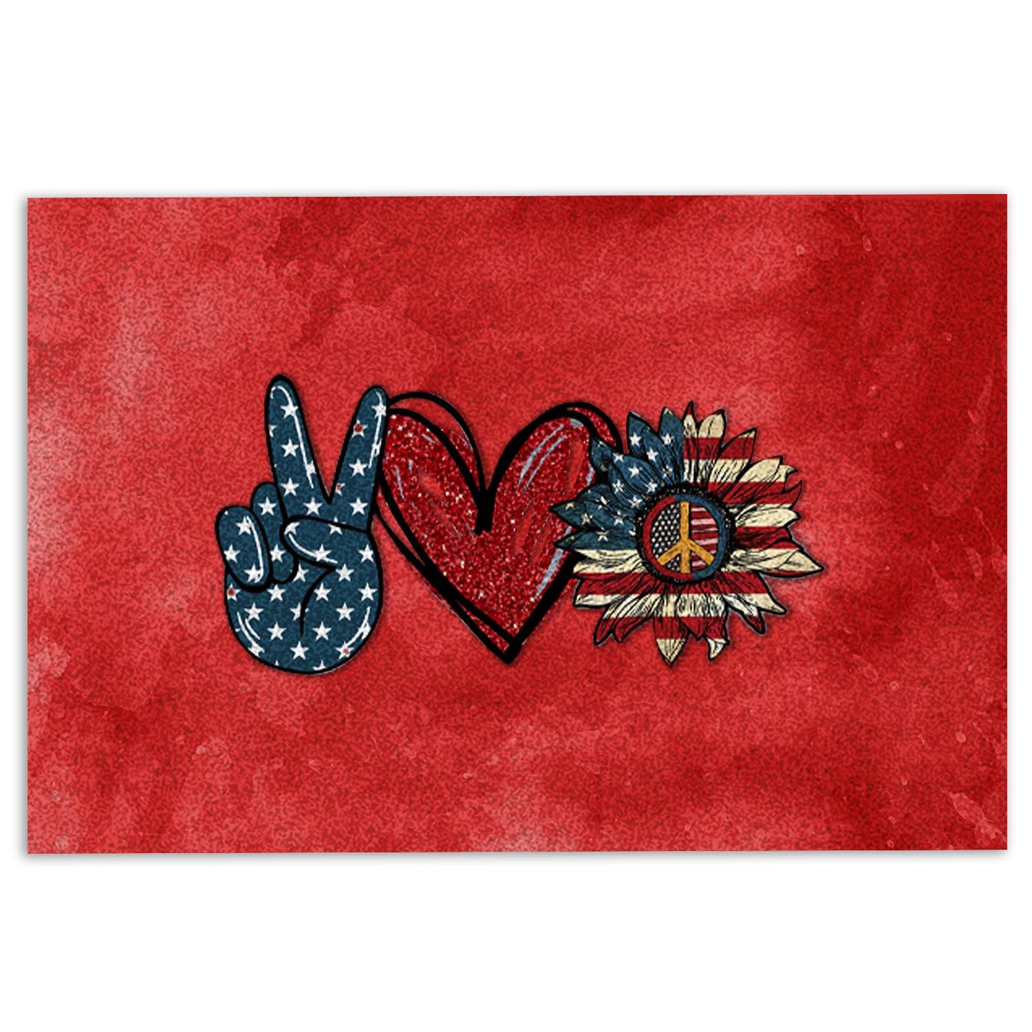 Sunflower Door Mat Peace Love American Sunflower Peace Sign ...