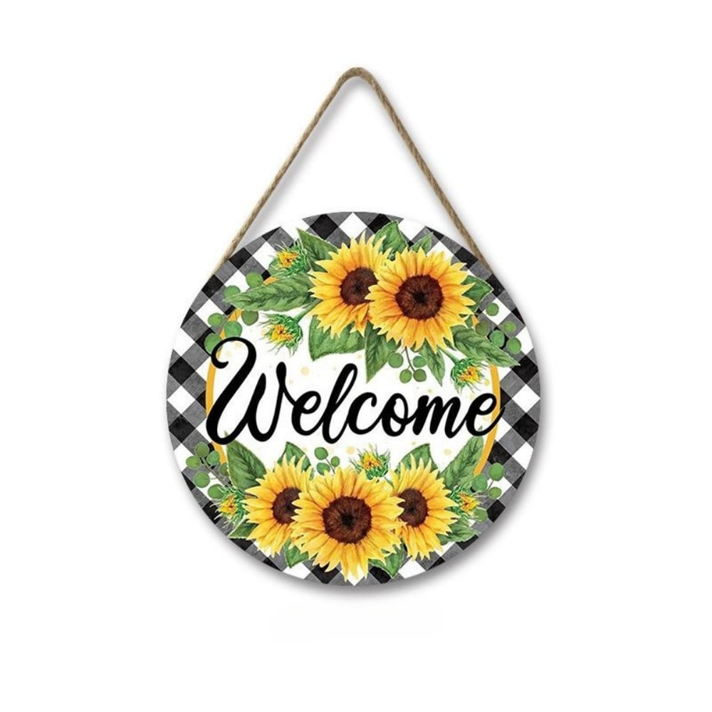 Sunflower Door Sign Summer Fall Welcome Door Hanger for Front Door ...