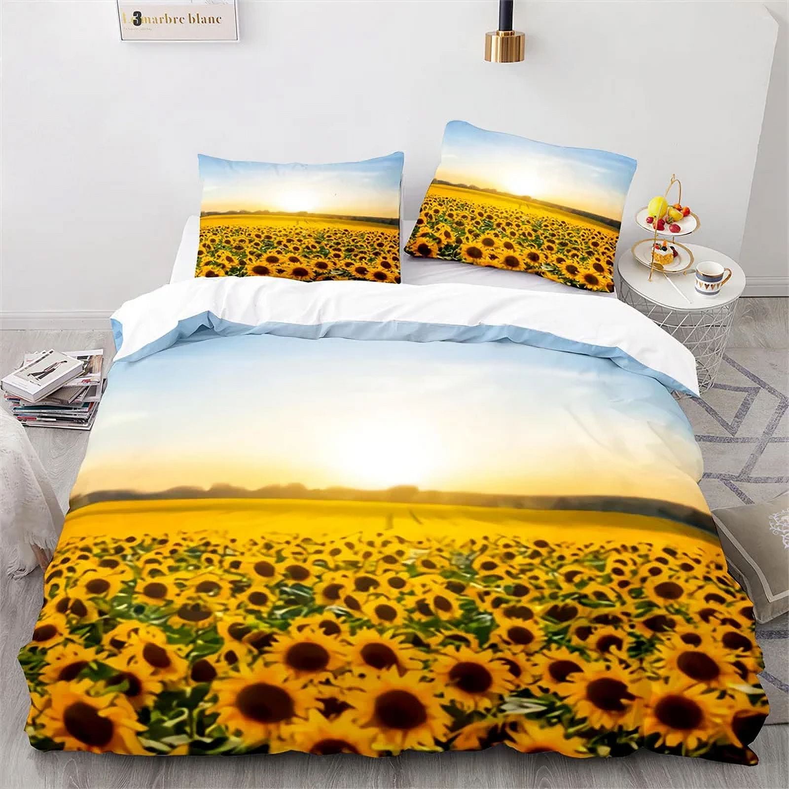 Sunflower Duvet Cover 3D Floral Comforter Cover King Size For Kids ...