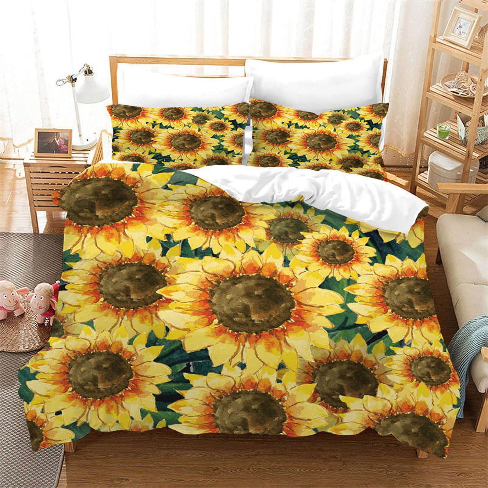 Sunflower Duvet Cover Exquisite Flowers Bedding Set Chic Floral Quilt ...
