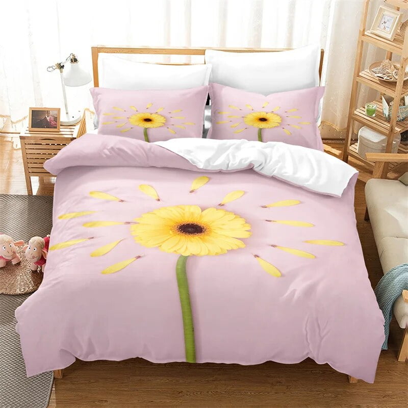 Sunflower Duvet Cover Flower Quilt Cover Lovers Bedding Set Queen Bed ...