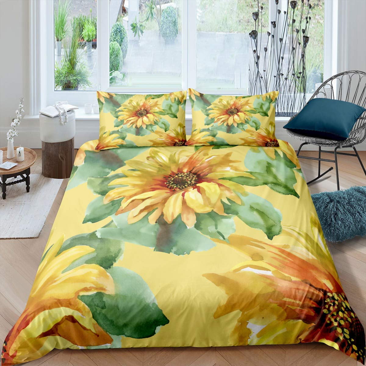 Sunflower Duvet Cover Set Blooming Sunflowers Field Print Bedding Set ...
