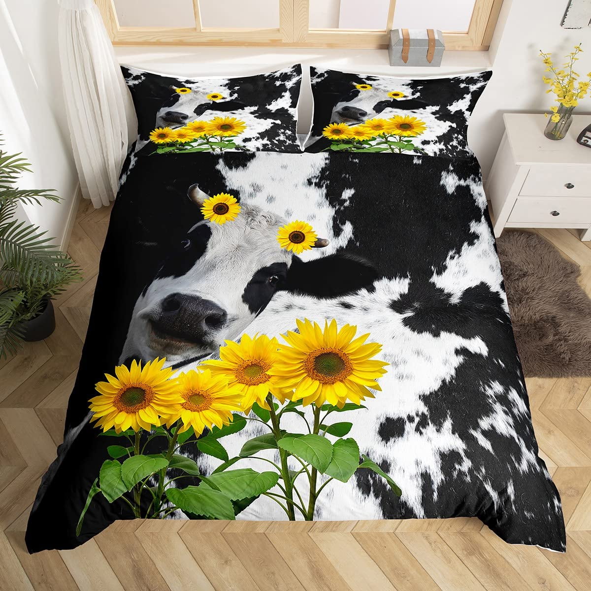 Sunflower Duvet Cover Set Full Size for Girl Yellow Flower Bedding Set ...