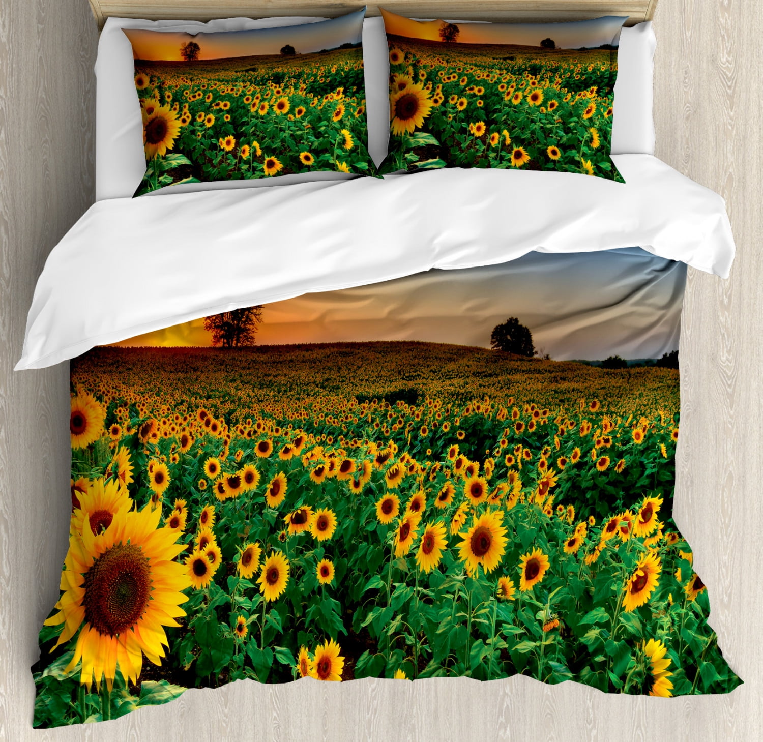 Sunflower Duvet Cover Set King Size, Farmland Theme Summer Season ...