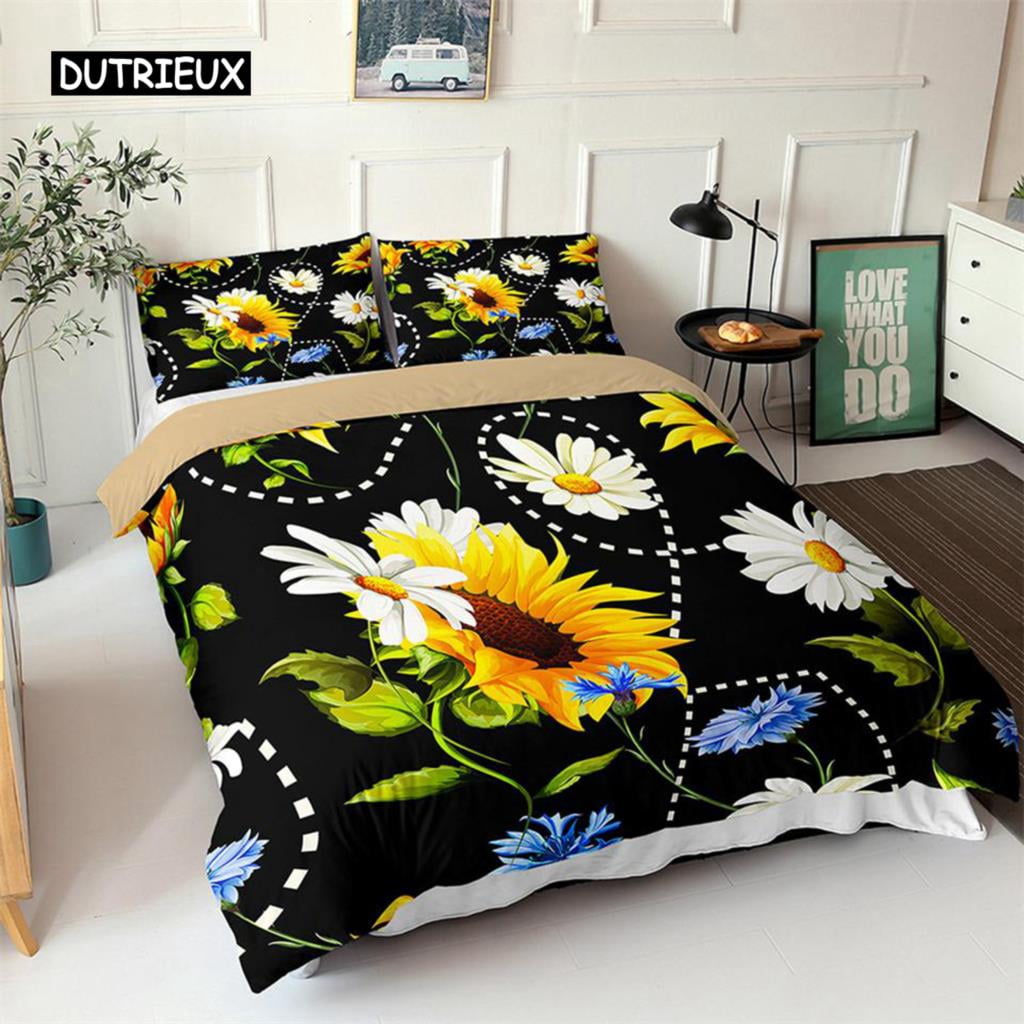Sunflower Duvet Cover Set Yellow Flower Twin Bedding Set Polyester ...