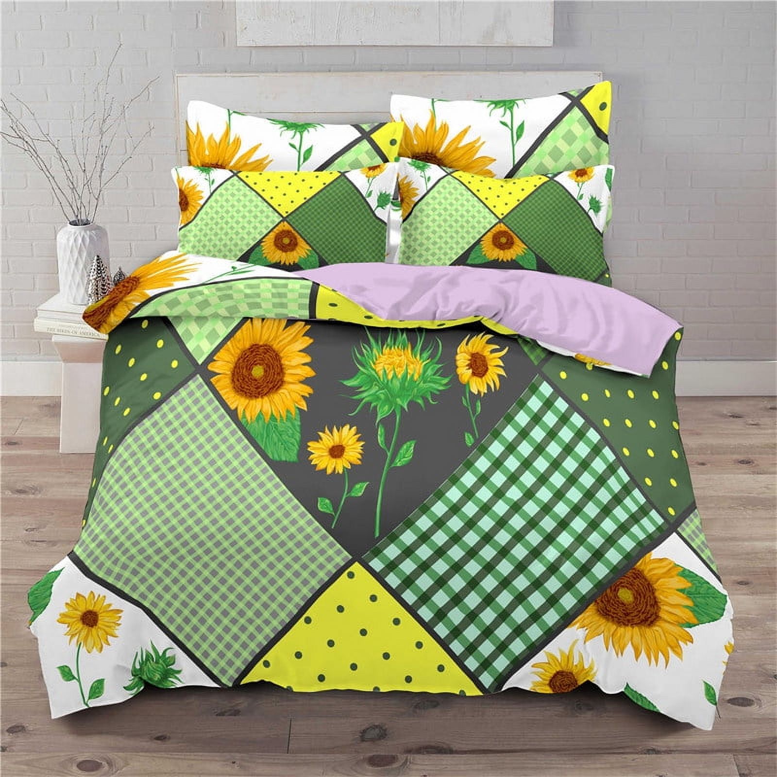 Sunflower Duvet Cover Yellow Flower Bedding Set Single King Microfiber ...