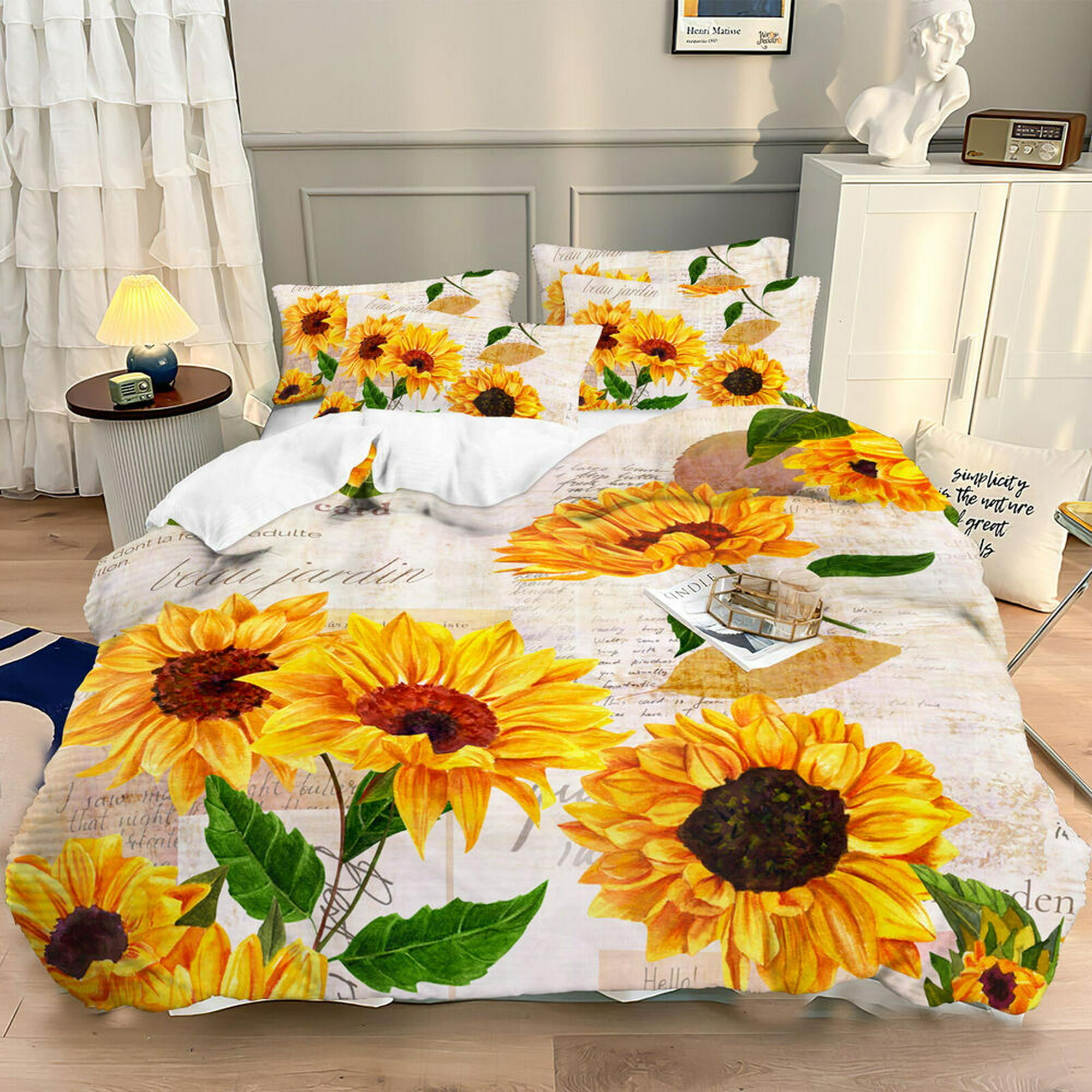 Sunflower Duvet Quilt Cover Set ding Set - Walmart.com