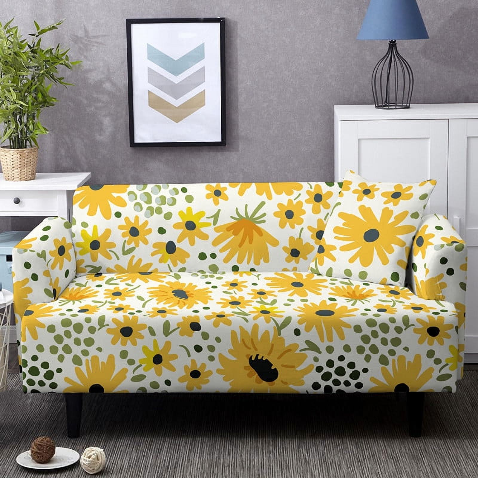 Sunflower Elastic Sofa Covers For Living Room Washable Sectional Corner ...