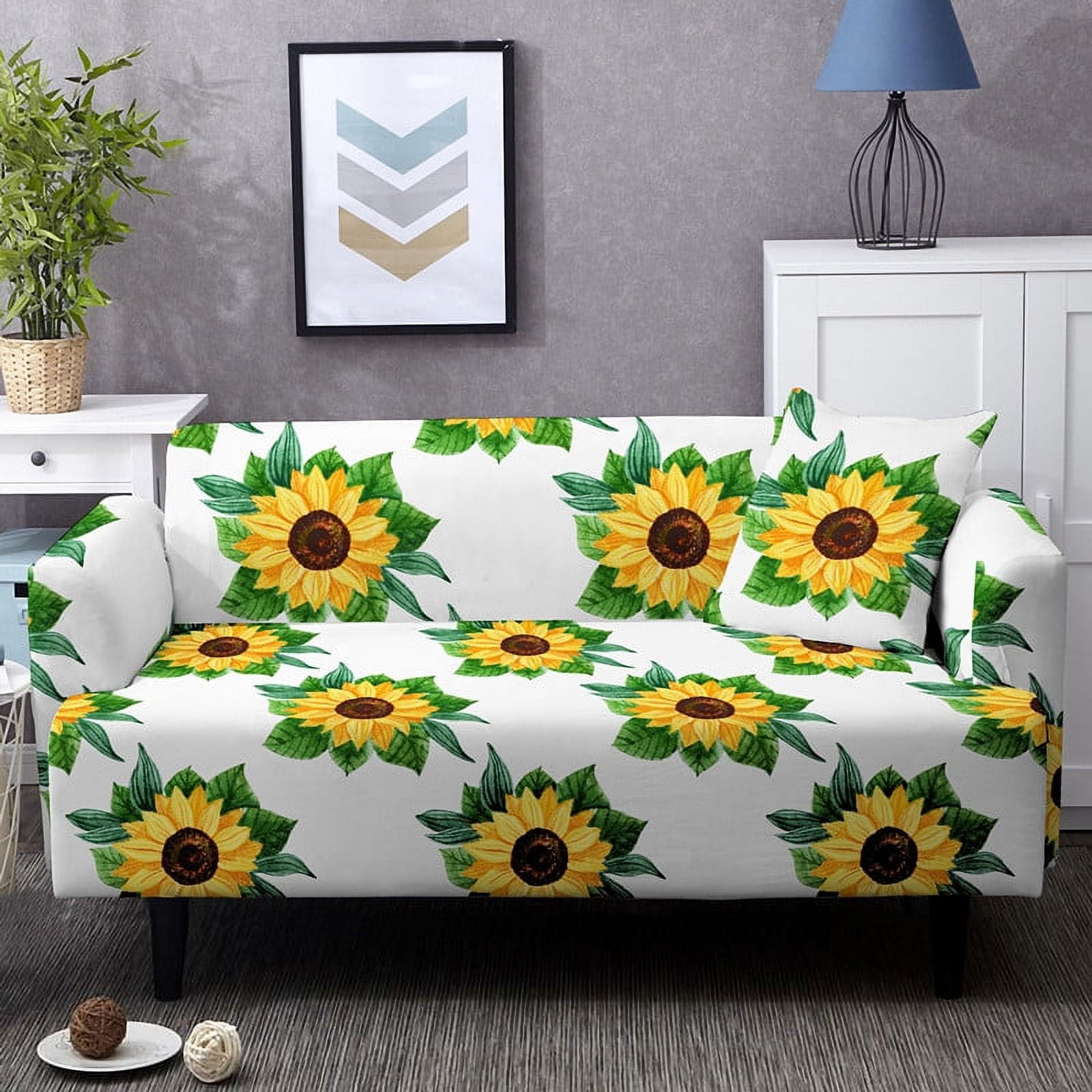 Sunflower Elastic Sofa Covers For Living Room Washable Sectional Corner ...