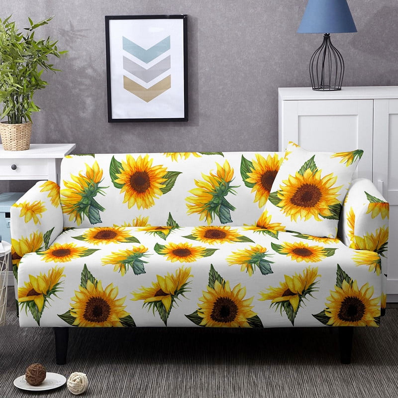 Sunflower Elastic Sofa Covers For Living Room Washable Sectional Corner ...