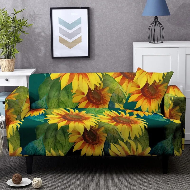 Sunflower Elastic Sofa Covers For Living Room Washable Sectional Corner ...