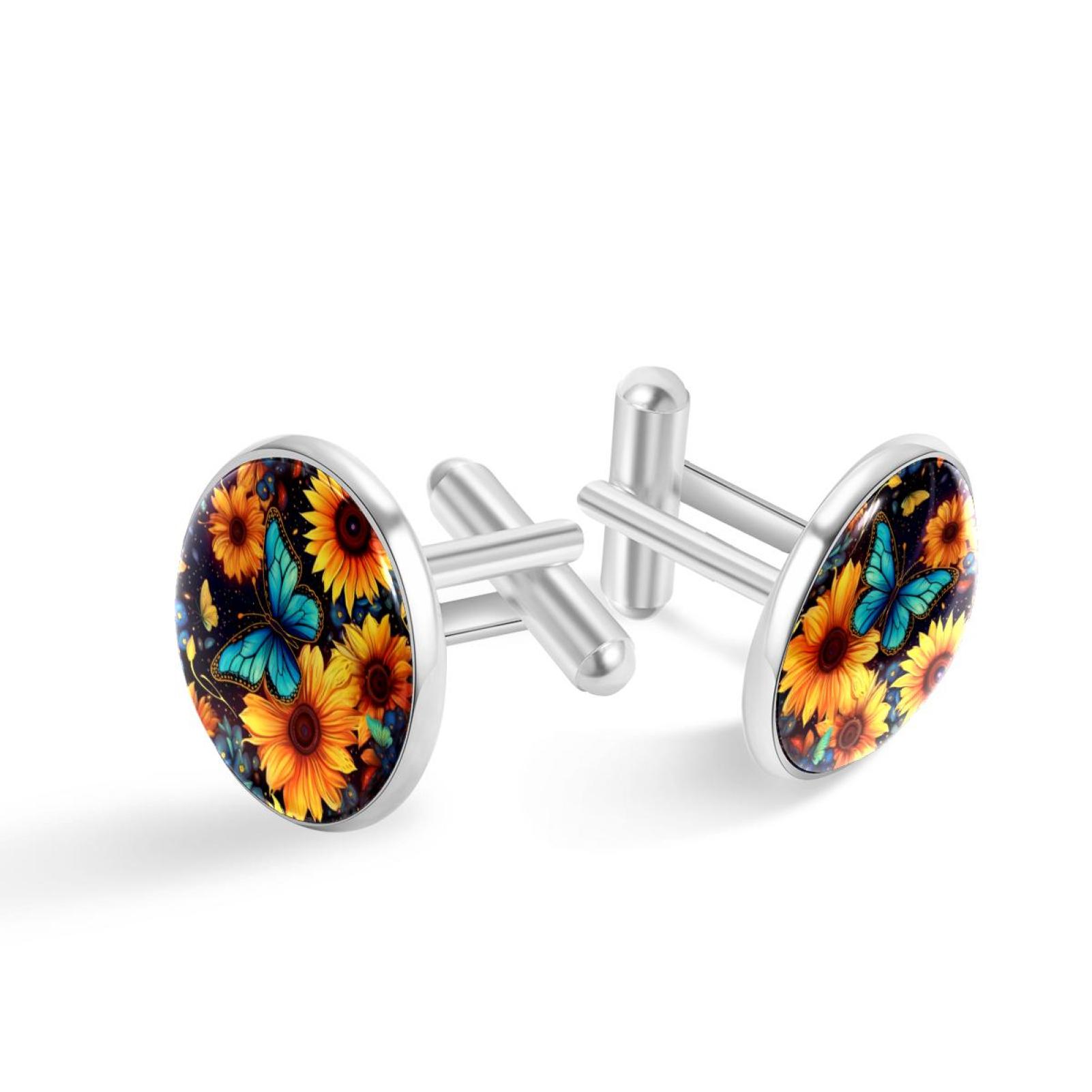 Sunflower Elegant Stainless Steel Cufflink Set for Formal Attire, Made ...