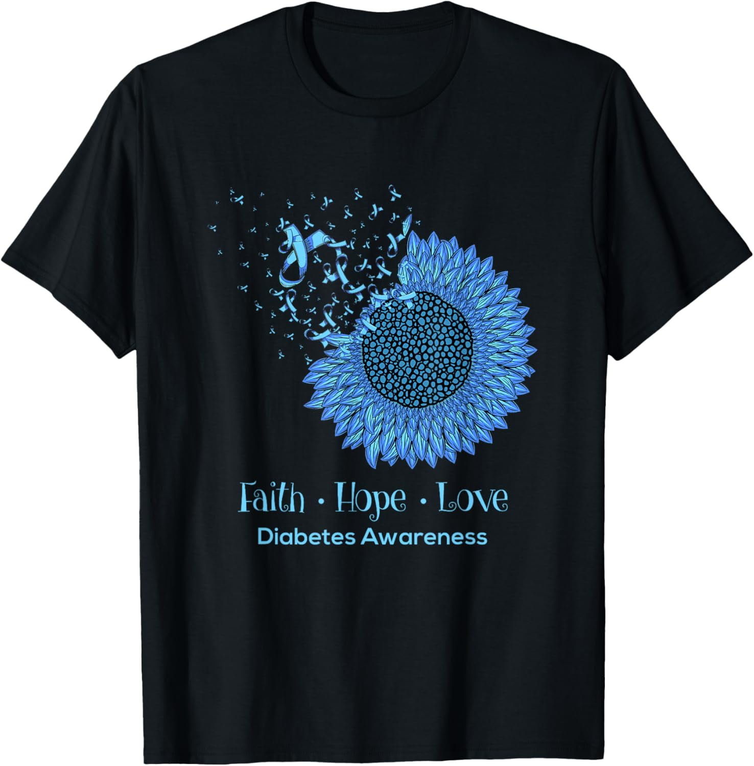 Sunflower Faith Hope Love Diabetes Awareness Diabetic Gifts T-ShirtMen ...