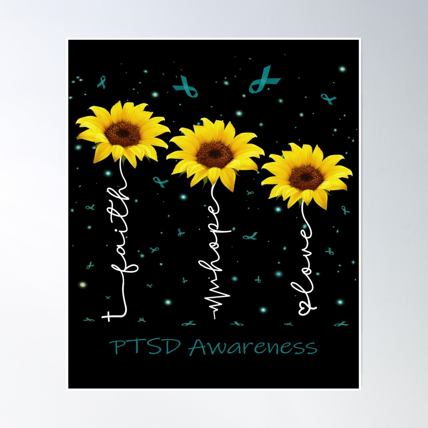 Sunflower Faith Hope Love Ptsd Awareness Poster Wall Art, Modern Wall ...