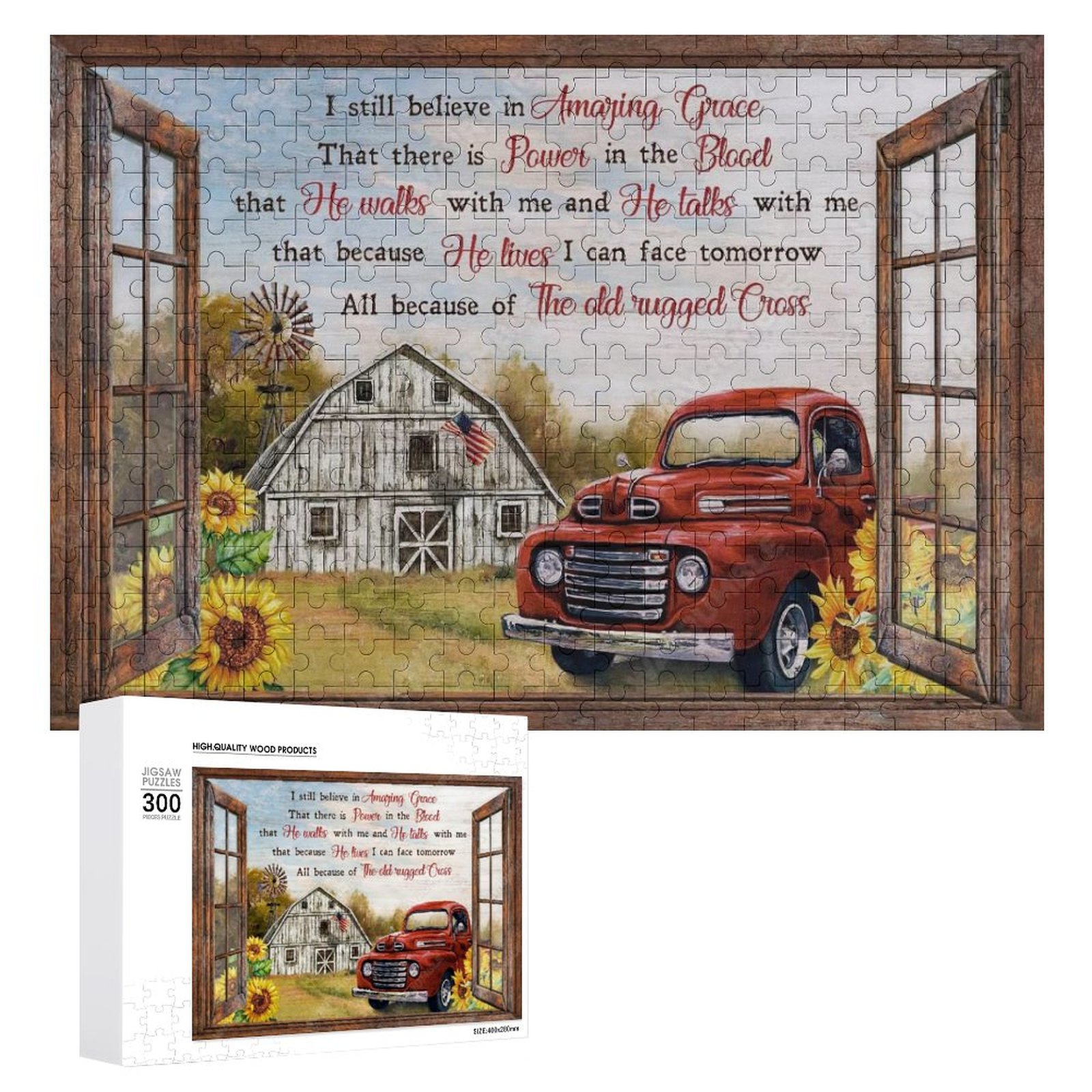 Sunflower Farm 300 Piece Jigsaw Puzzles for Adults and Kids - I Still Believe in Amazing Grace ...