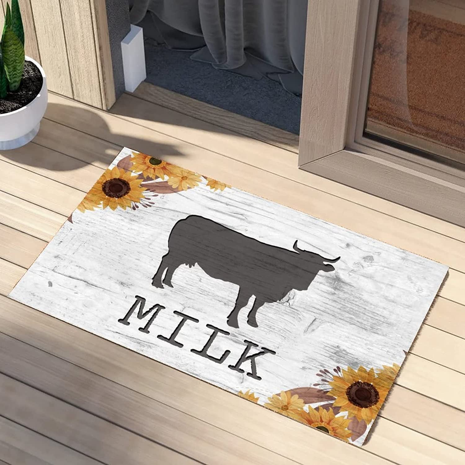 Sunflower Farm Animal Cows Milk Coconut Coir Doormat Indoor Entryway ...
