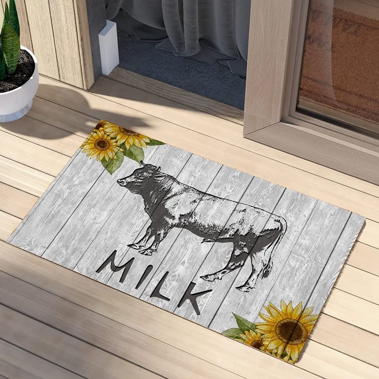 Sunflower Farm Animal Cows Milk Coconut Coir Mat Front Door Porch ...