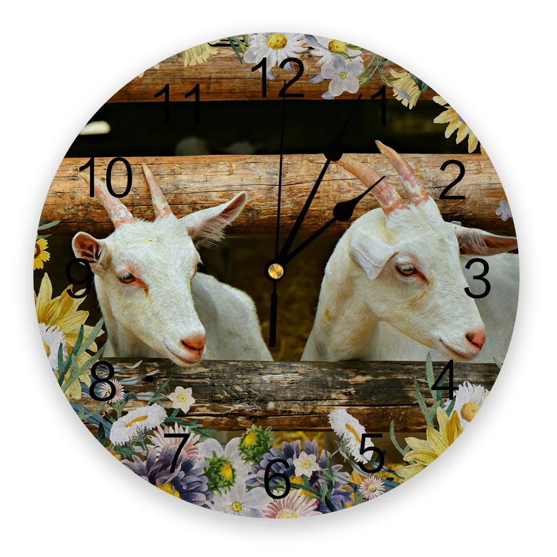 Sunflower Farm Goat PVC Wall Clock Living Room ration Wall Clock Modern ...