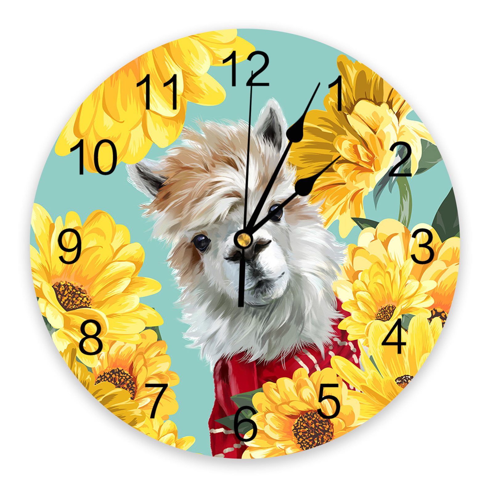 Sunflower Farm Goat PVC Wall Clock Living Room ration Wall Clock Modern ...
