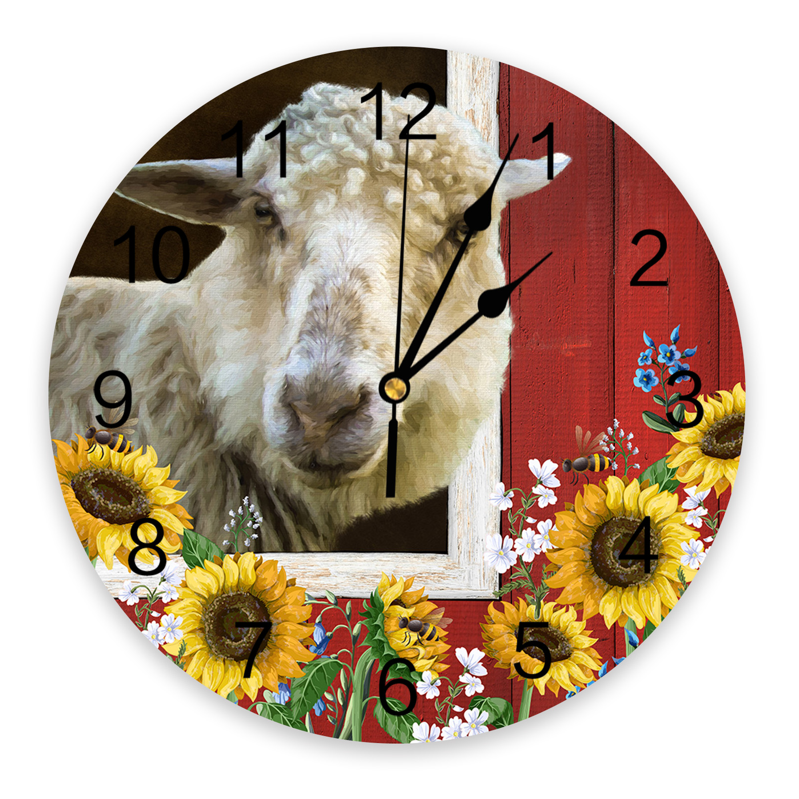Sunflower Farm Goat PVC Wall Clock Living Room ration Wall Clock Modern ...