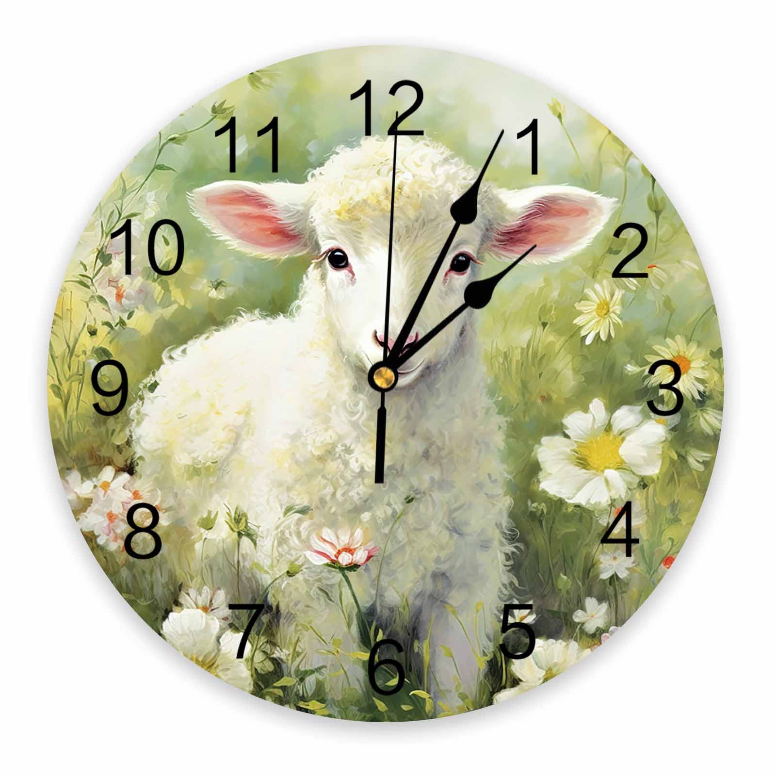 Sunflower Farm Goat PVC Wall Clock Living Room ration Wall Clock Modern ...