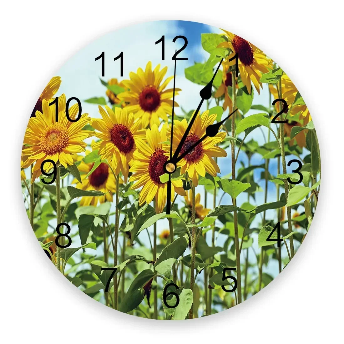 Sunflower Field Flower New Wall Clock Fashion Living Room Quartz Watch ...