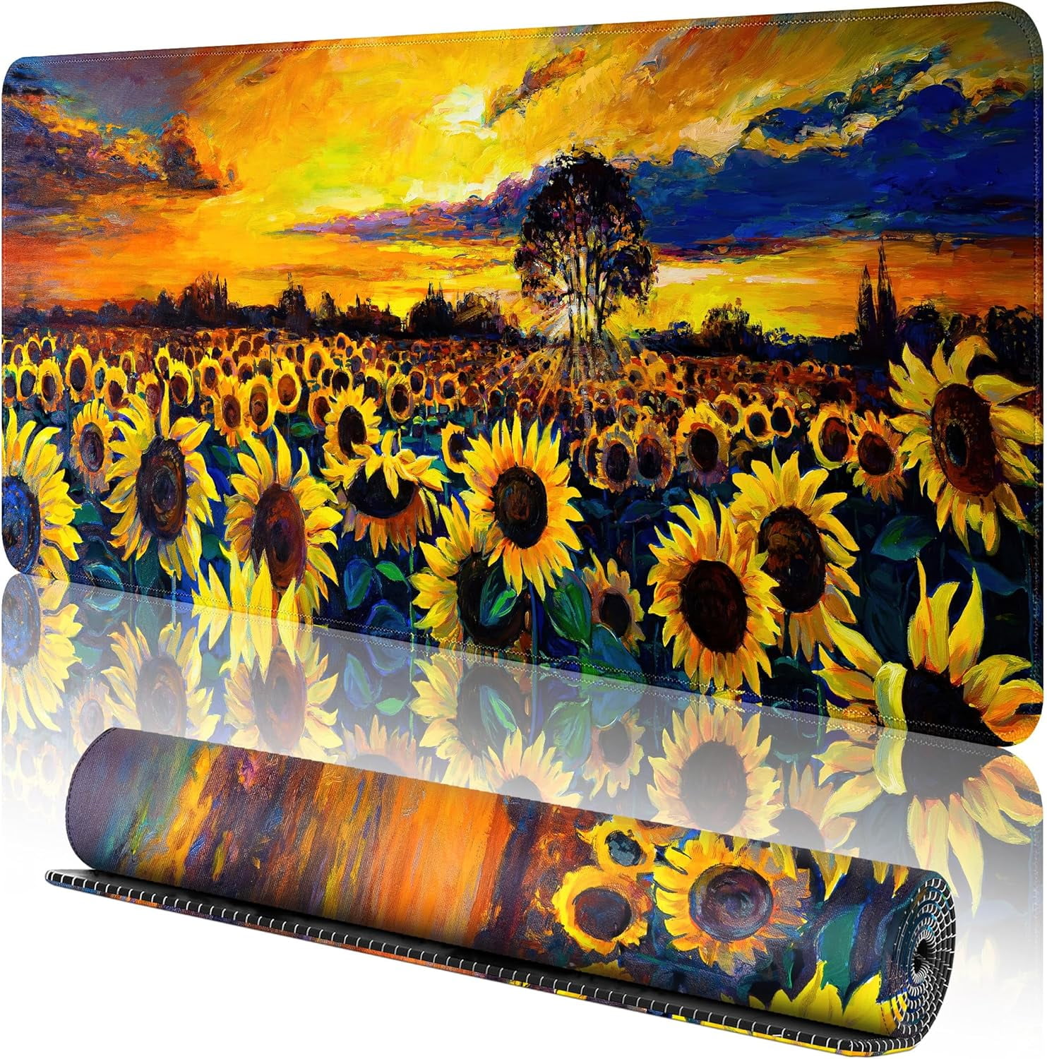 Sunflower Field Large Gaming Mouse Pad for Desk,XL Big Mouse Pad Gaming ...