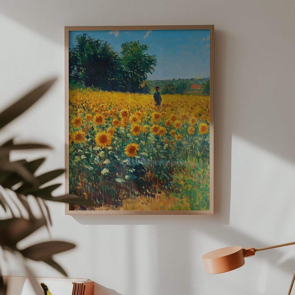 Sunflower Field Print, Farmhouse Landscape Painting, Sunflower Floral ...