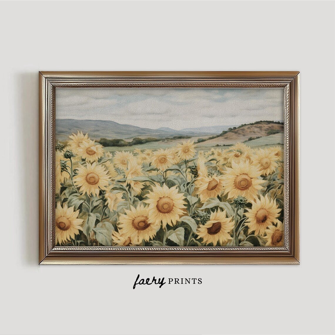 Sunflower Field Print Sunflower Art Floral Landscape Print Soft Autumn ...