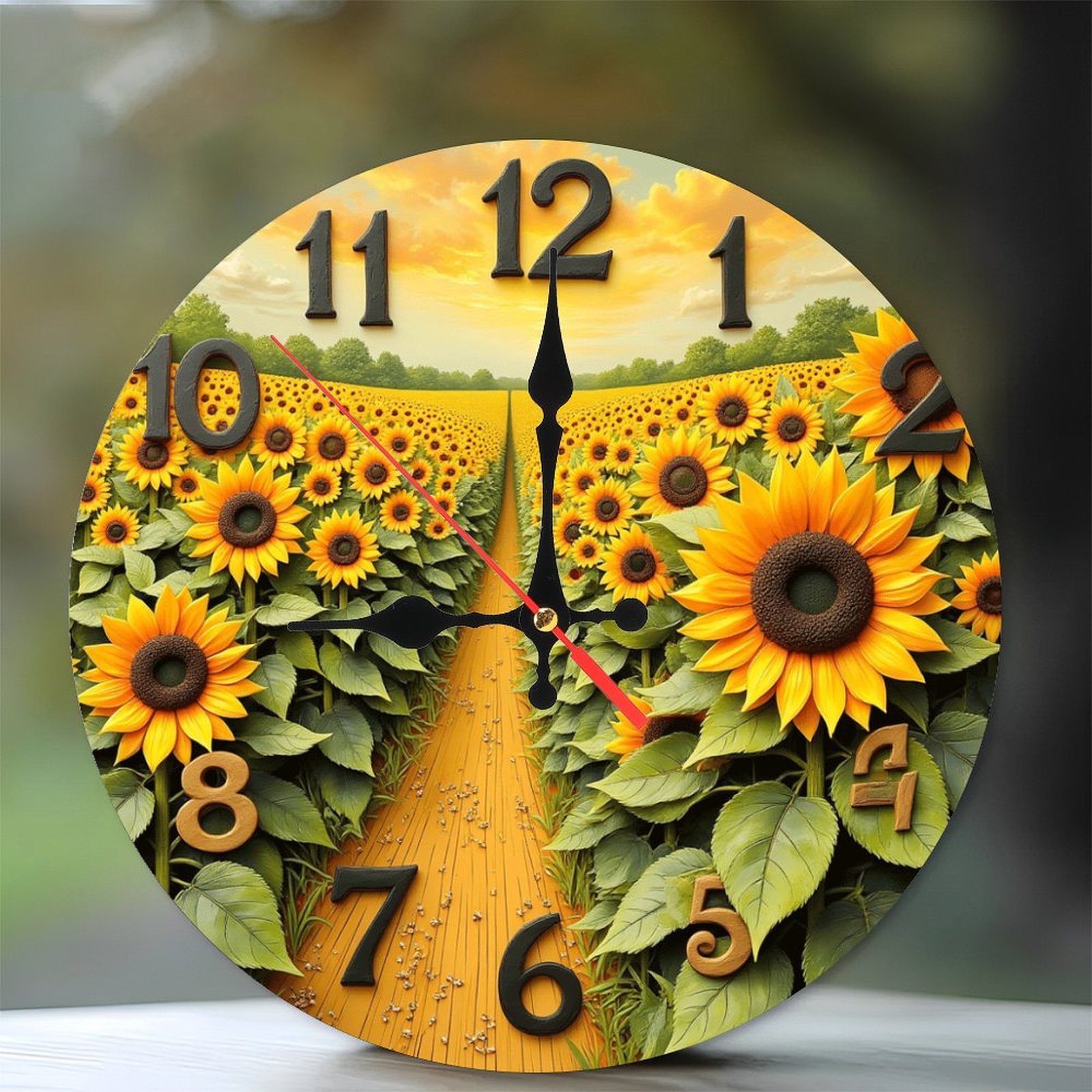 Sunflower Field Wall Clock， Nature Sunflower Decor， Home Decor Clock 10 ...
