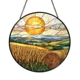 Sunflower Field with Hay Bales Stained Glass Suncatcher – Window Decor ...