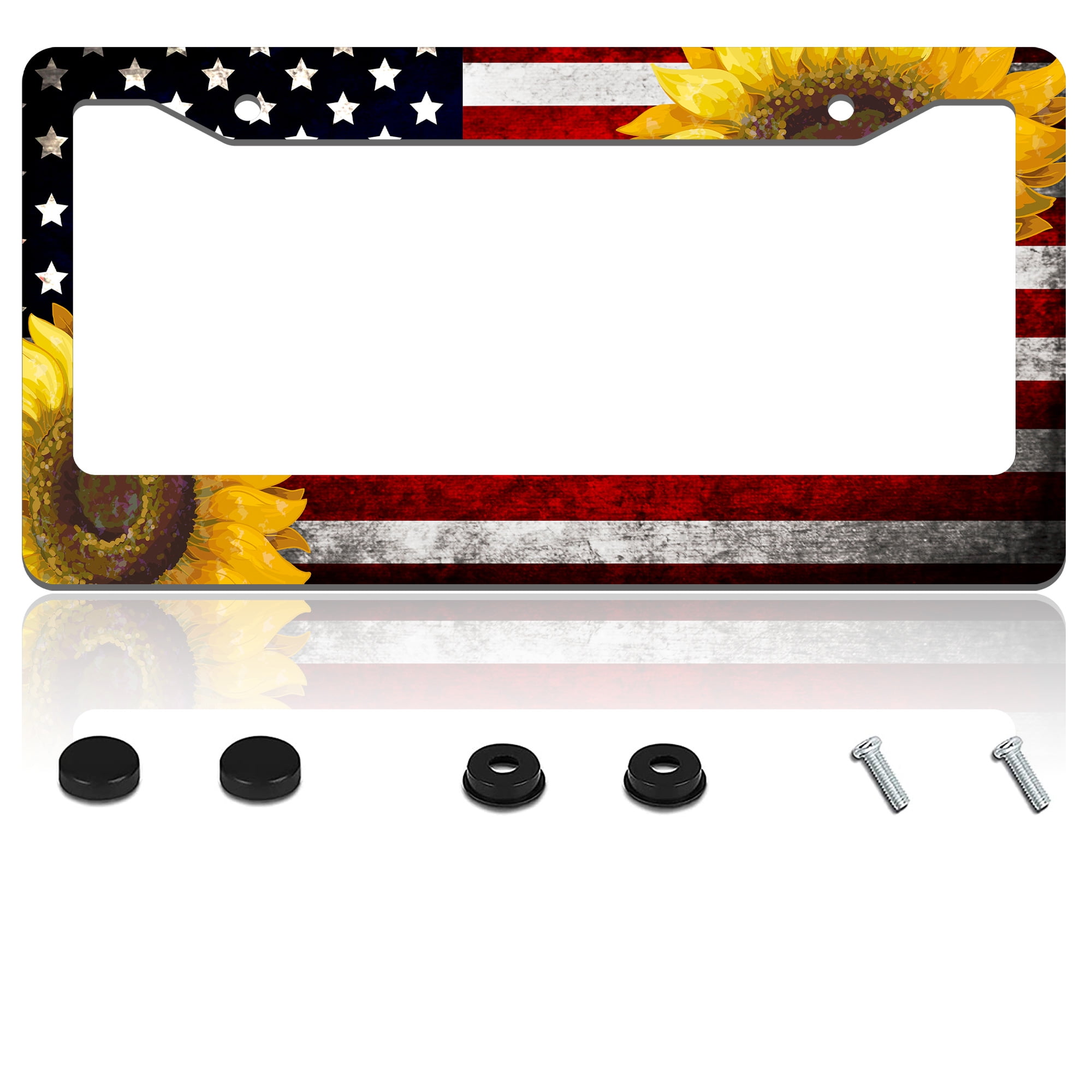 Sunflower Flag License Plate Frame Metal Car Accessories Personalized ...