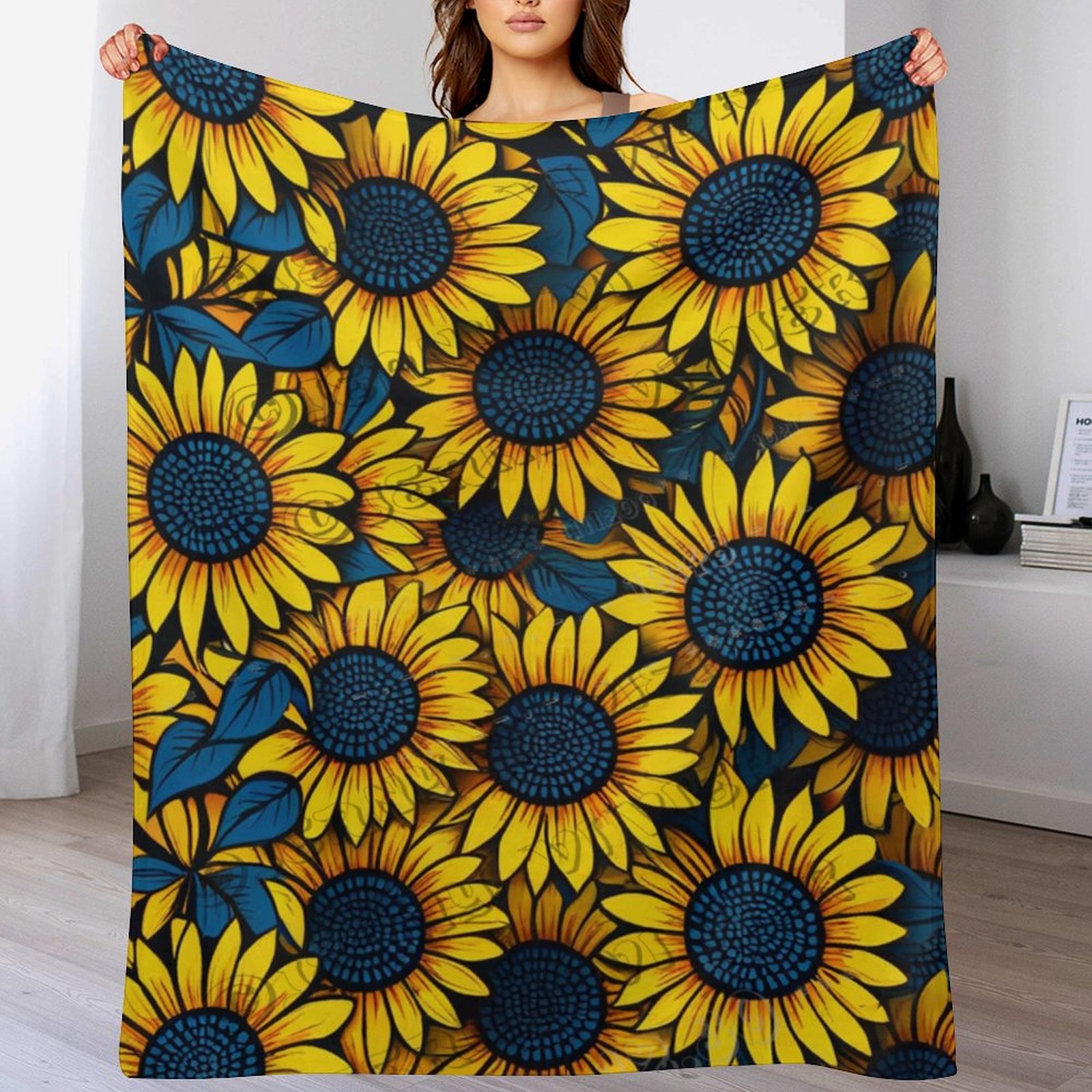 Sunflower Floral Bird Blanket Gifts,Yellow Flowers Soft Lightweight ...