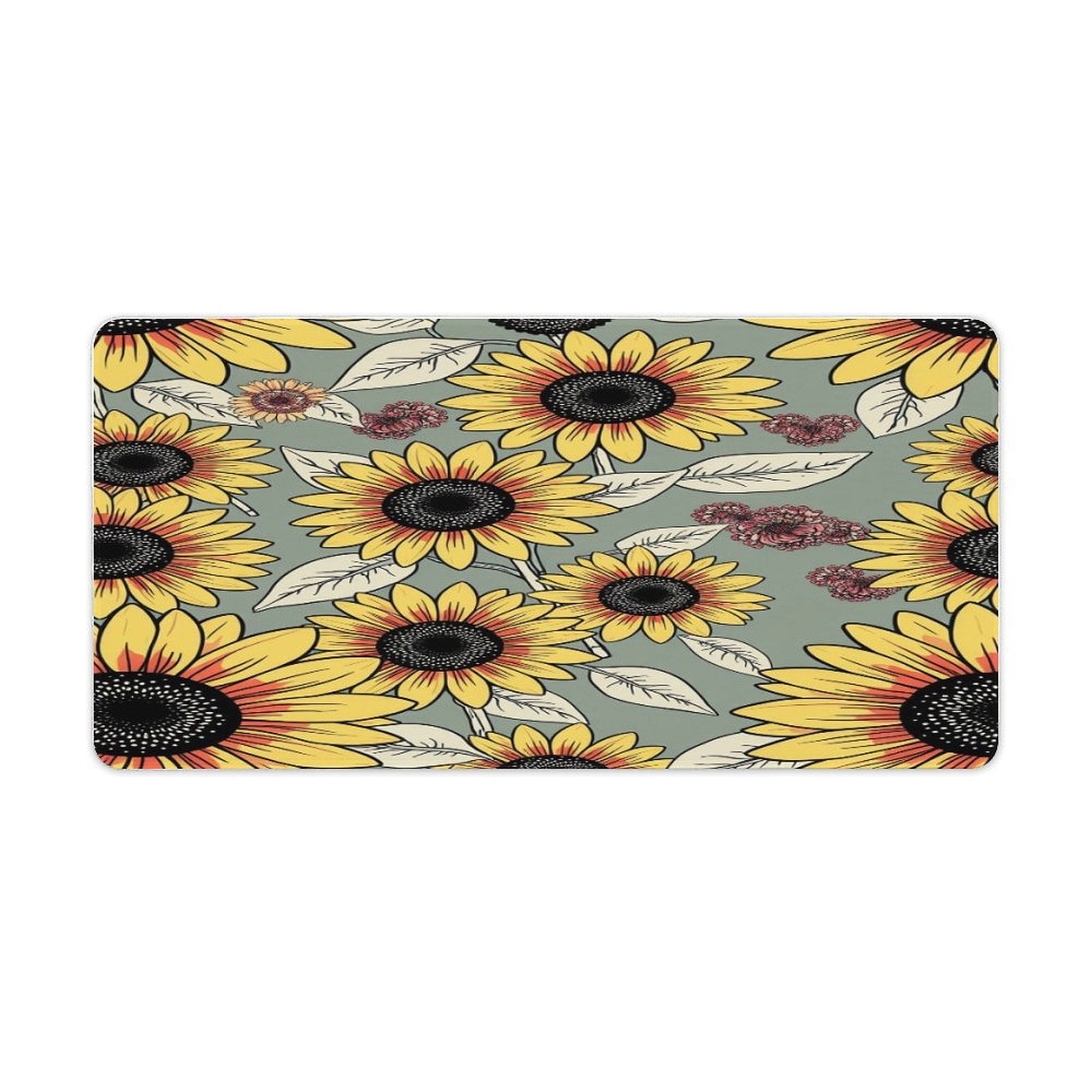 Sunflower Floral Pattern Mousepad Gamer Desk Mat Large Keyboard Pad ...