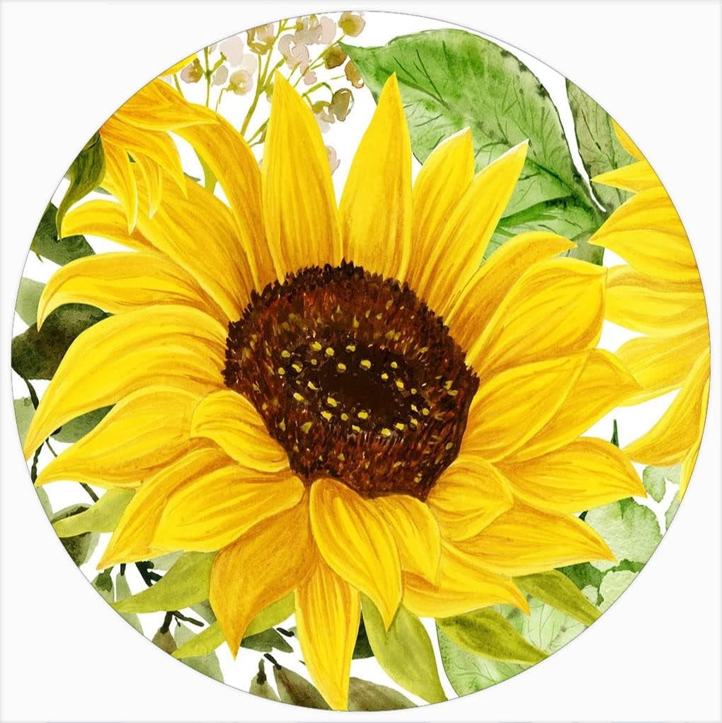 Sunflower Floral Round Metal Tin Sign Rustic Wreath Sign Country Garden ...