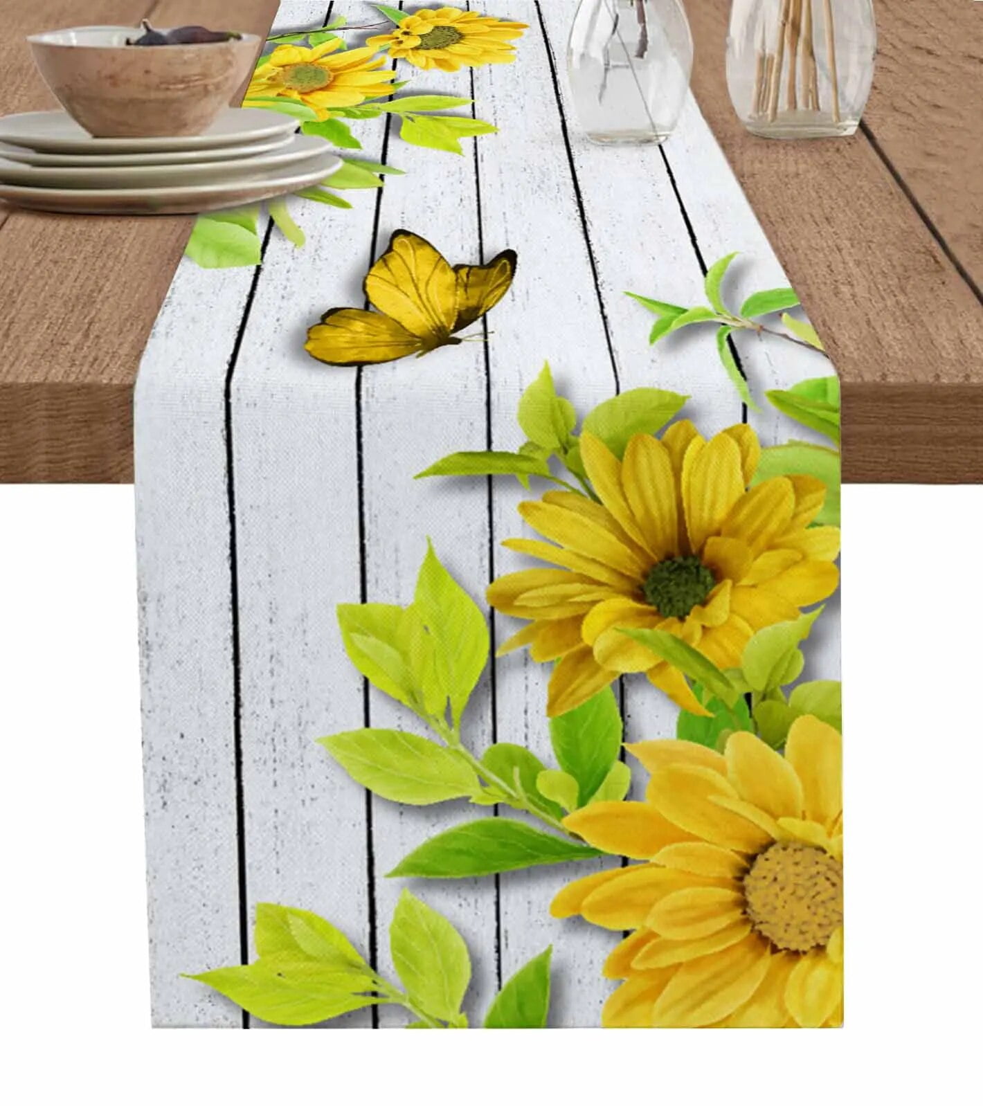 Sunflower Flower Butterfly Wooden Board Table Runner Wedding r Table ...