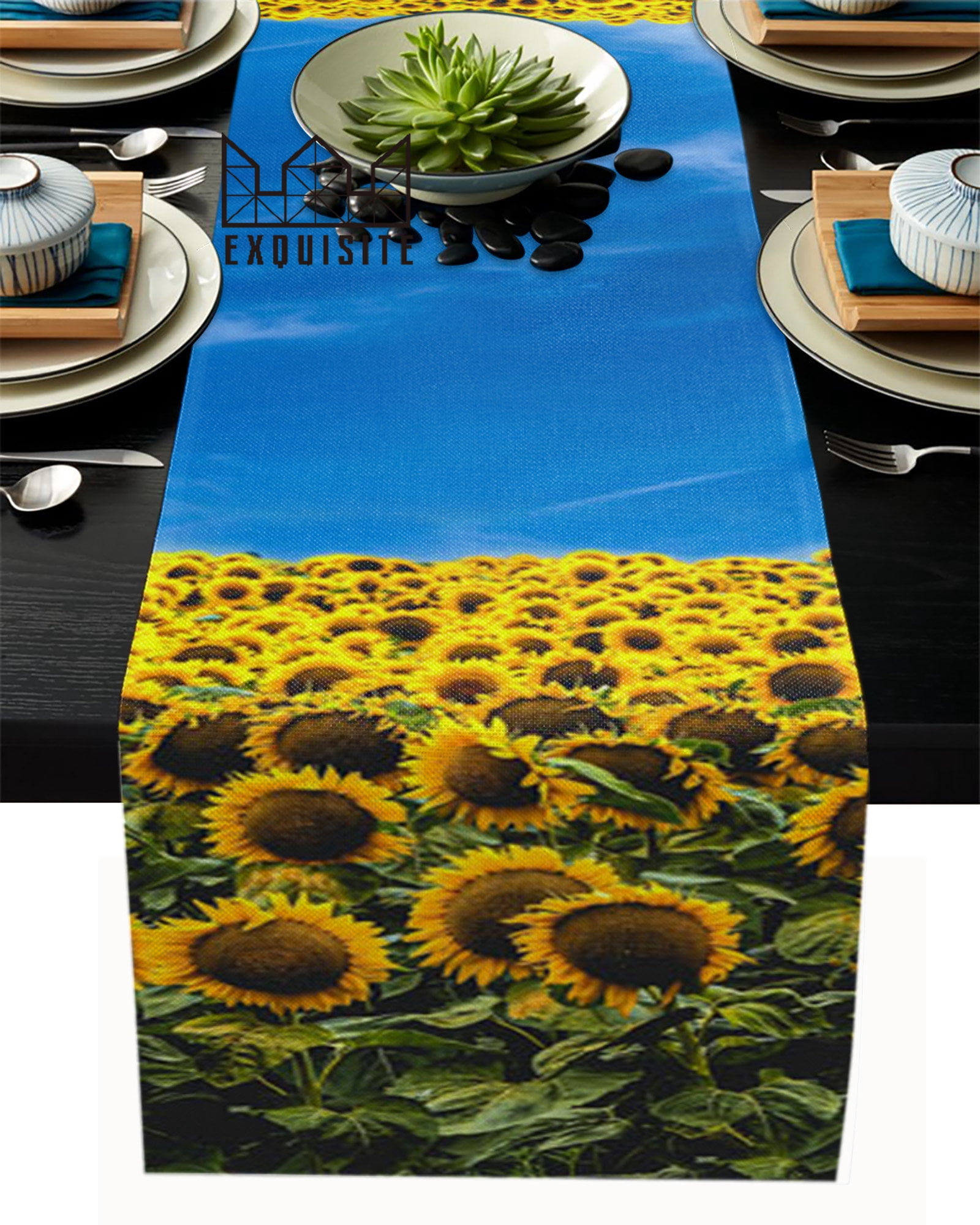 Sunflower Flower Field Blue Sky Coffee Table r Dinner Table ration ...