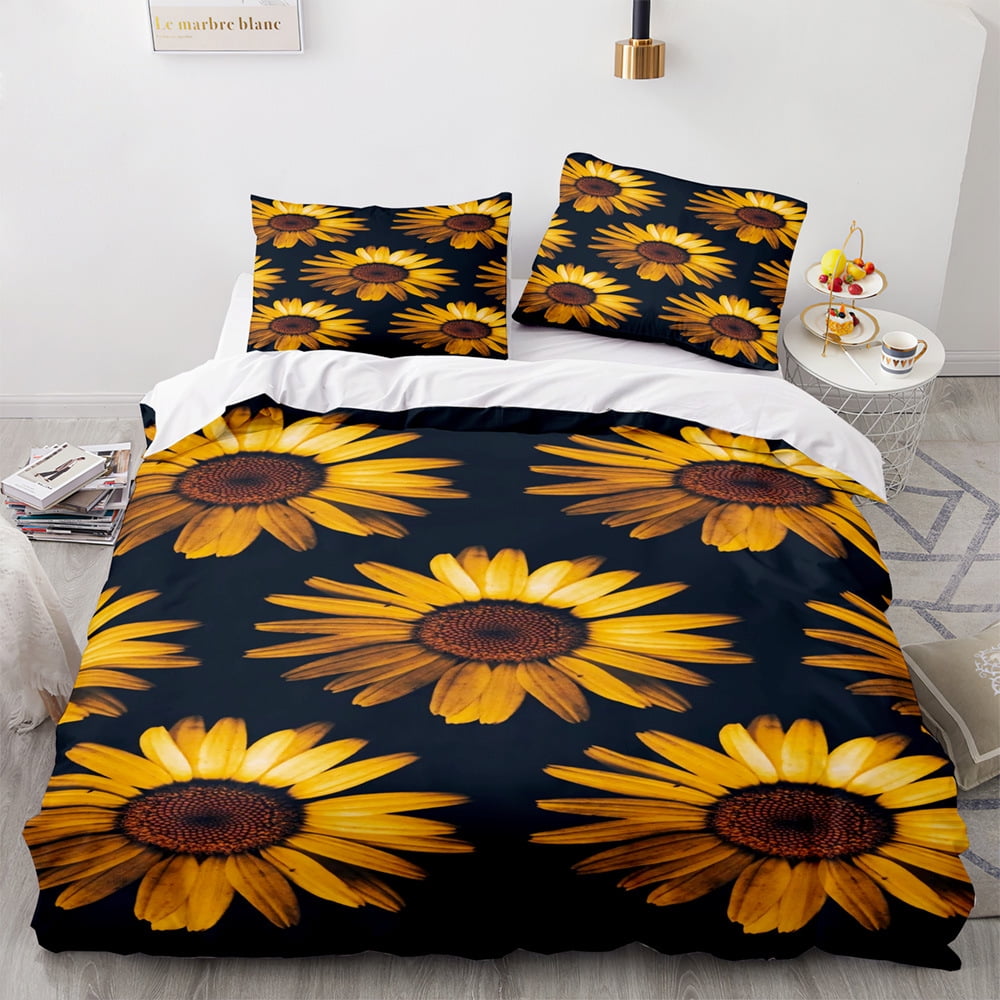 Sunflower Flower Floral Bedding Set ,3 Piece Bedding Set Comforter ...