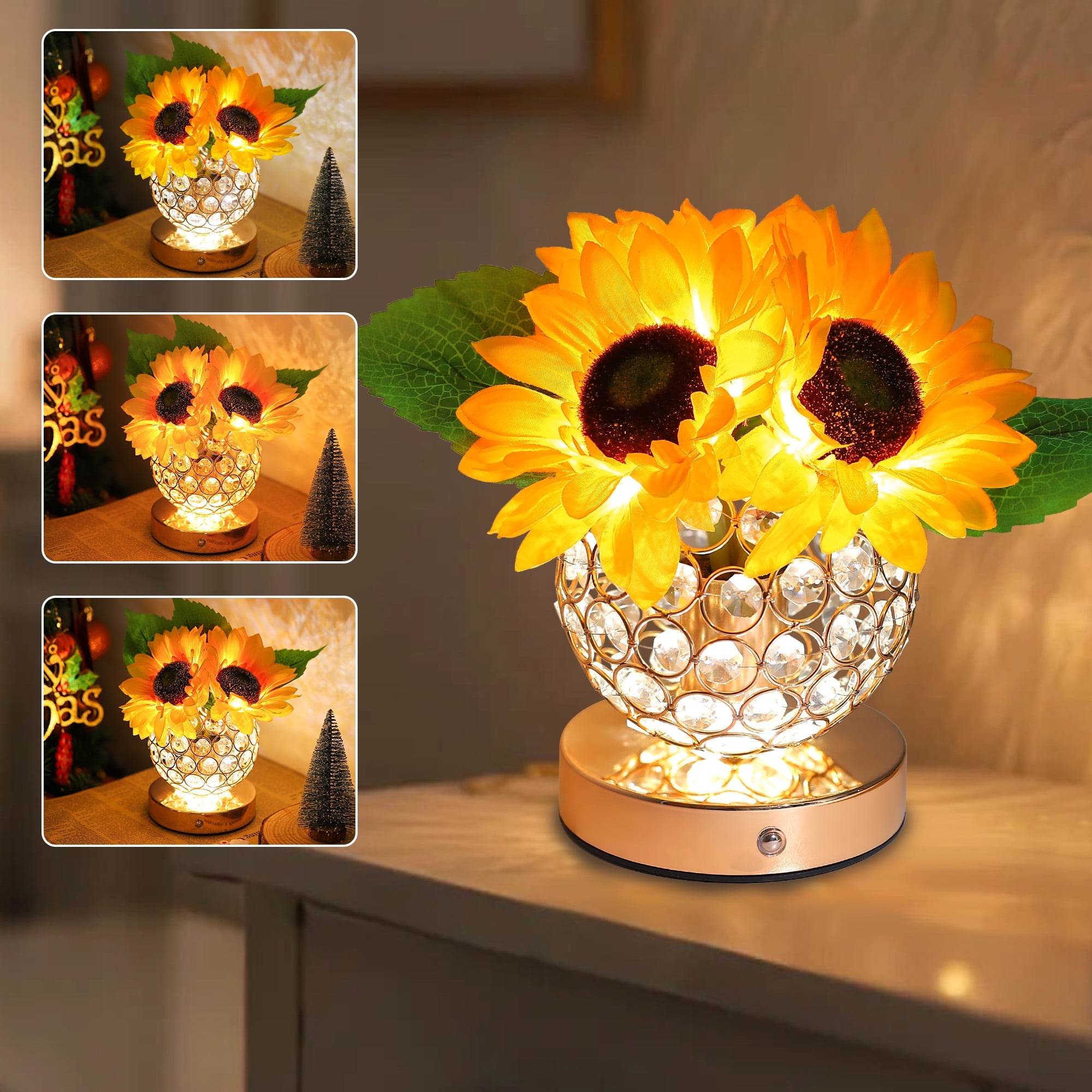 Sunflower Flower Lamp for Women Gifts, 3 Color Dimmable Night Light ...