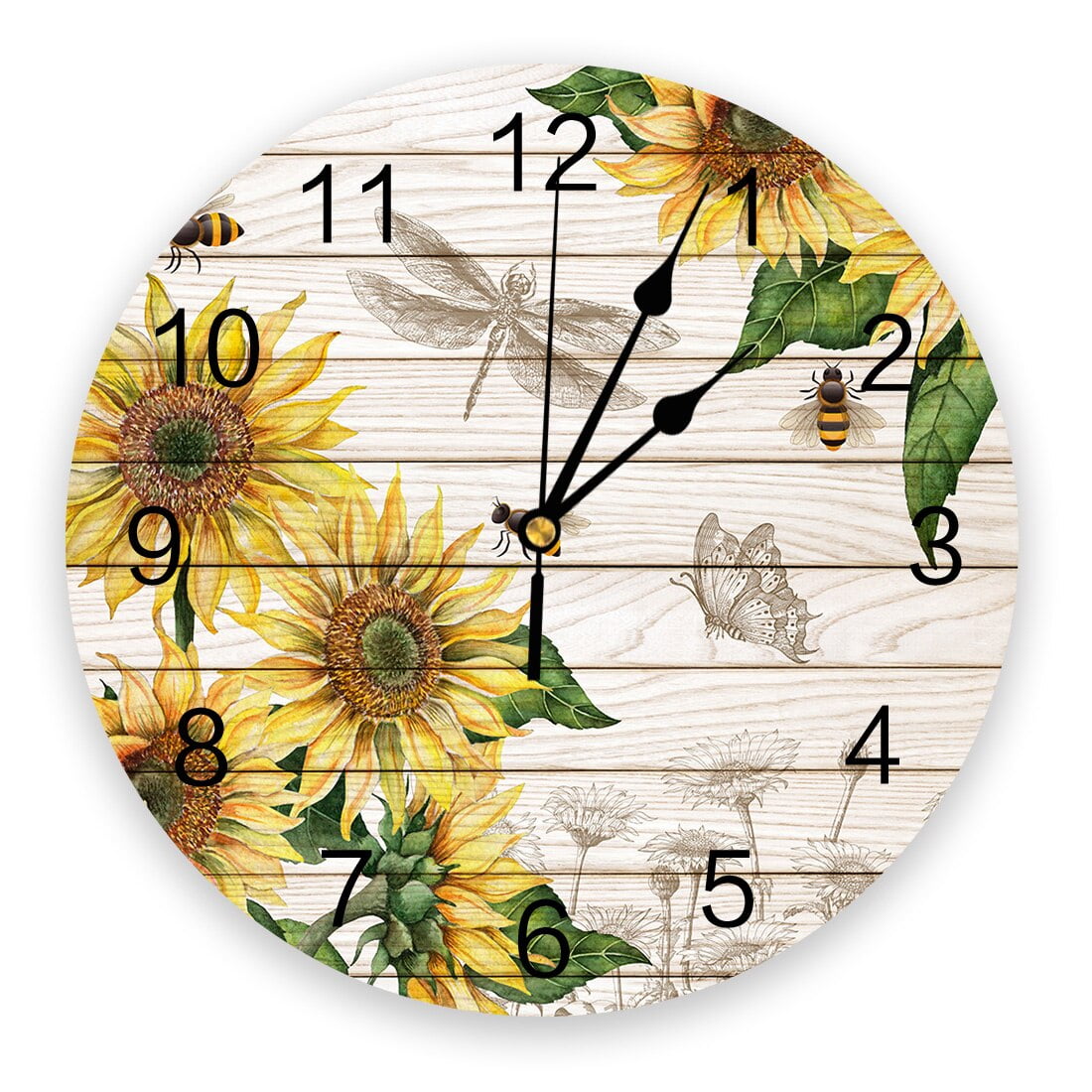 Sunflower Flower White New Wall Clock Fashion Living Room Quartz Watch ...