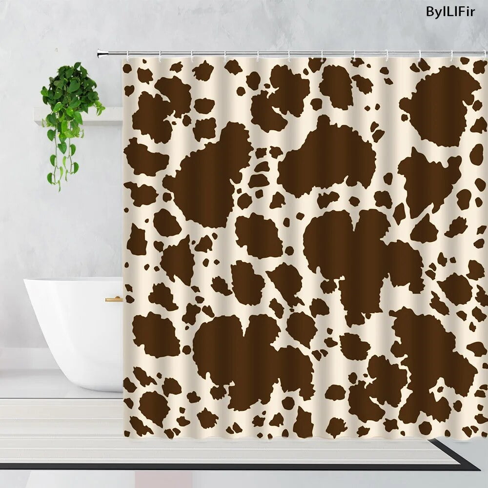 Sunflower Flowers Black White Geometric Shower Curtains Brown Leopard