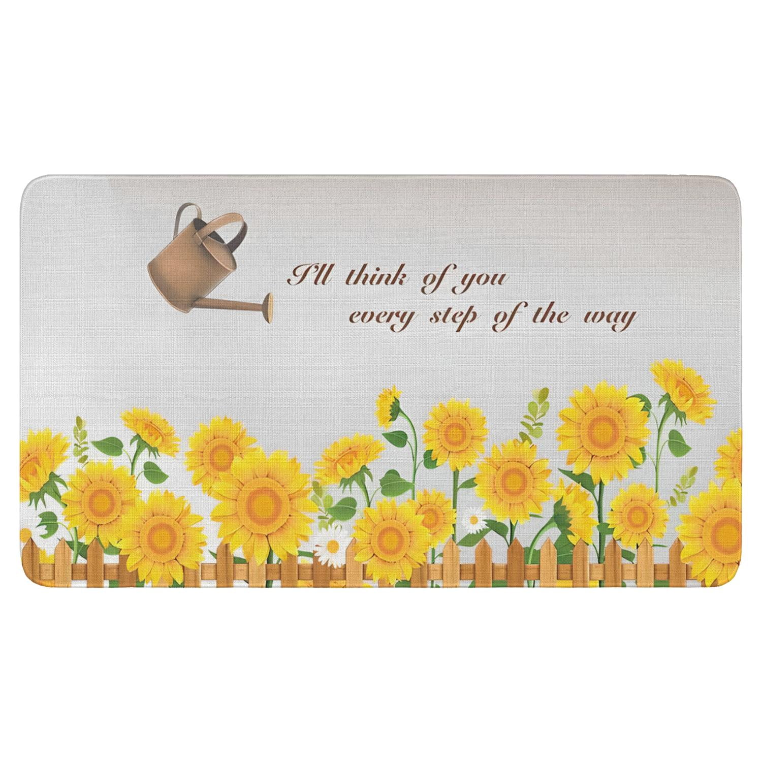 Sunflower Flowers on White Background (2) Door Mat 30 X 17 Inch Welcome ...